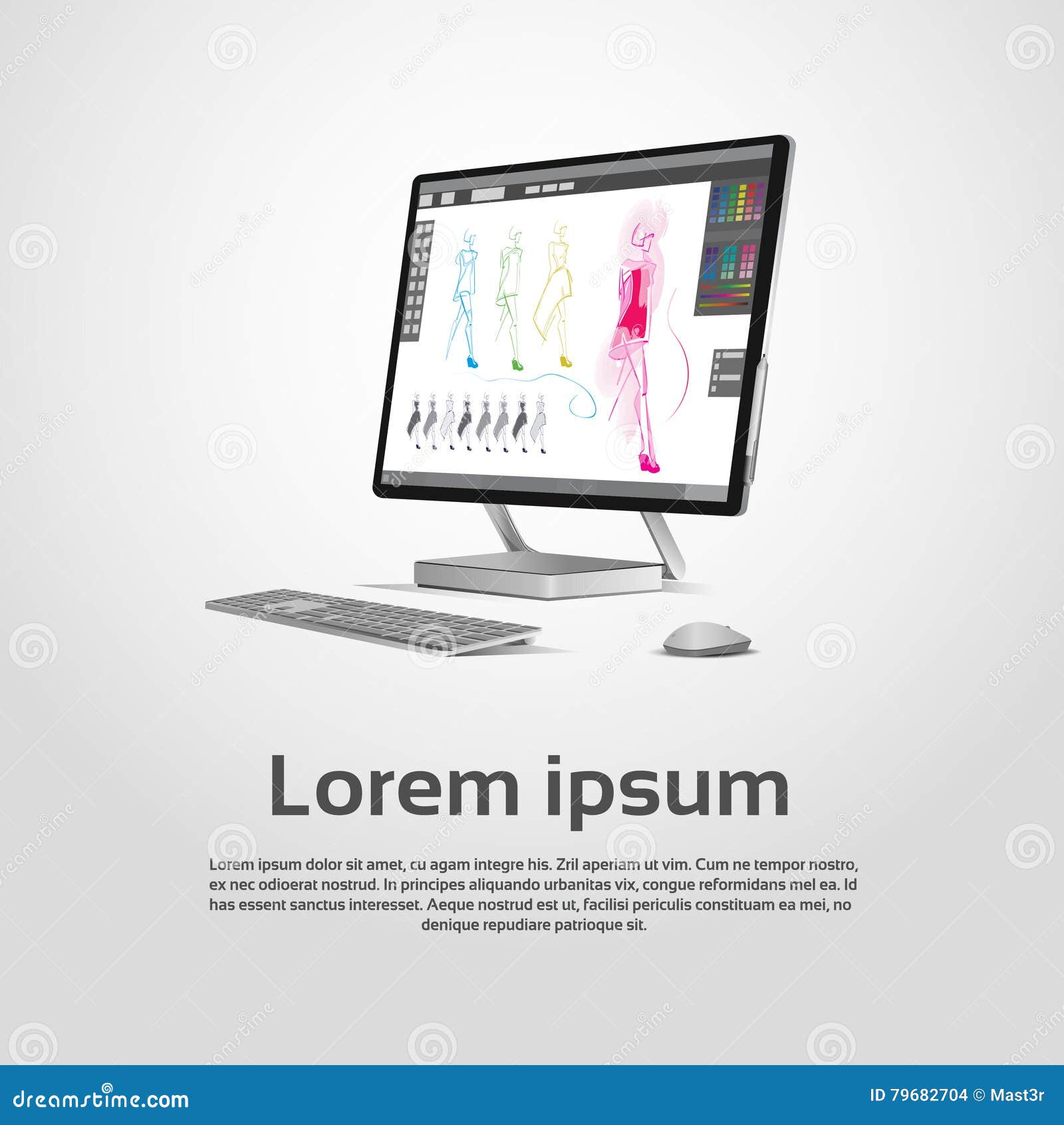 Desktop Modern Computer Graphic Designer Workplace Stock Vector ...