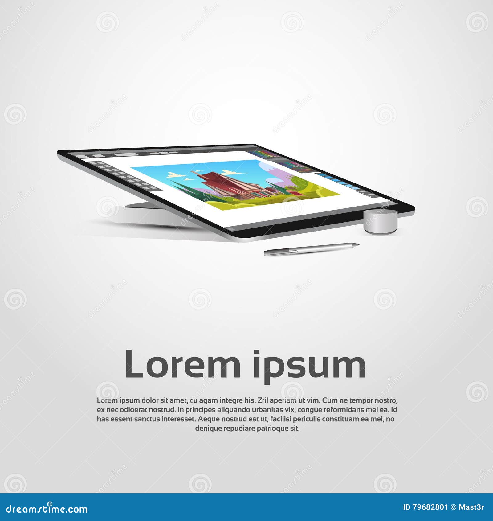 Desktop Modern Computer Graphic Designer Workplace Stock Vector ...