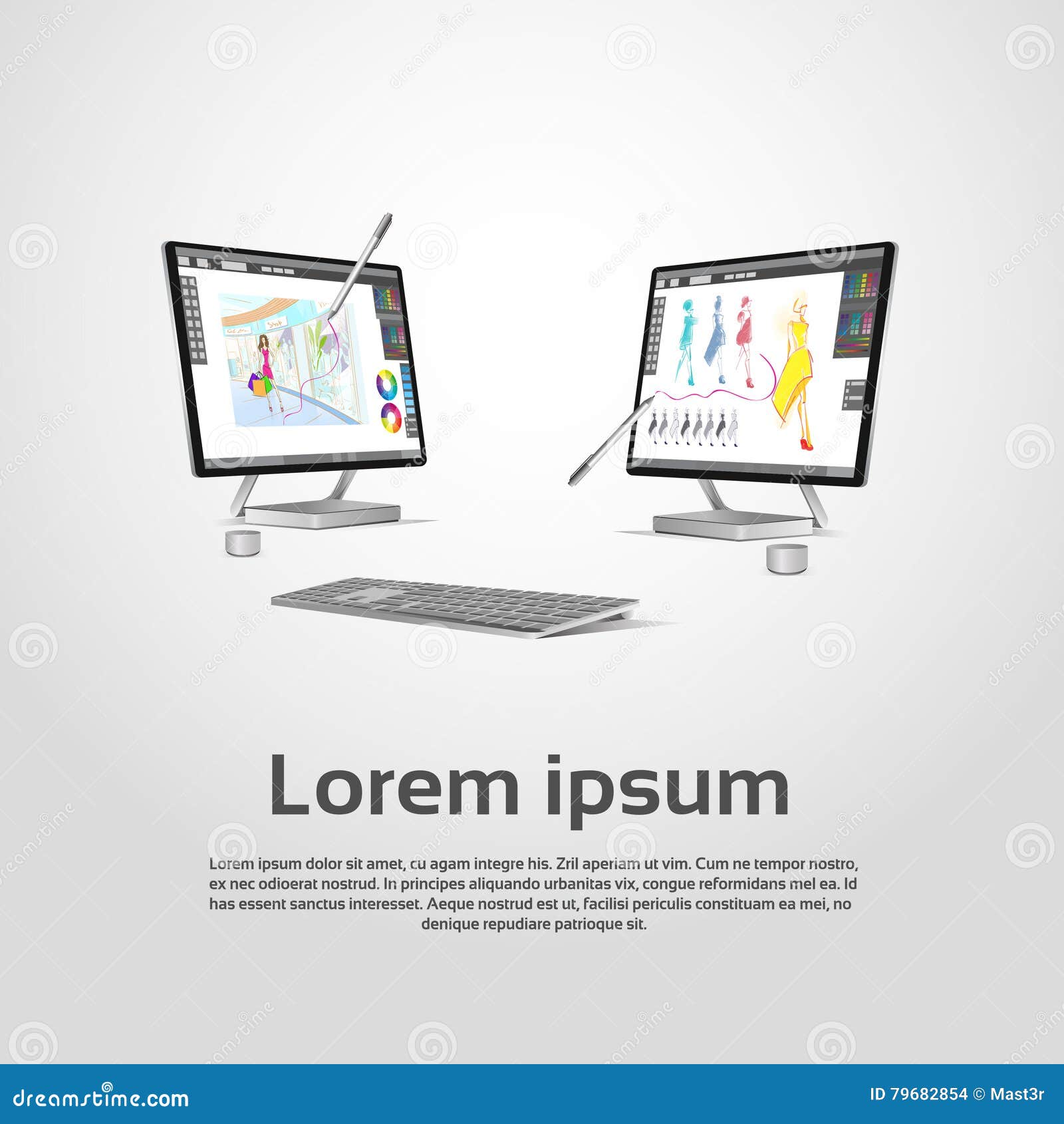 Desktop Modern Computer Graphic Designer Workplace Stock Vector ...