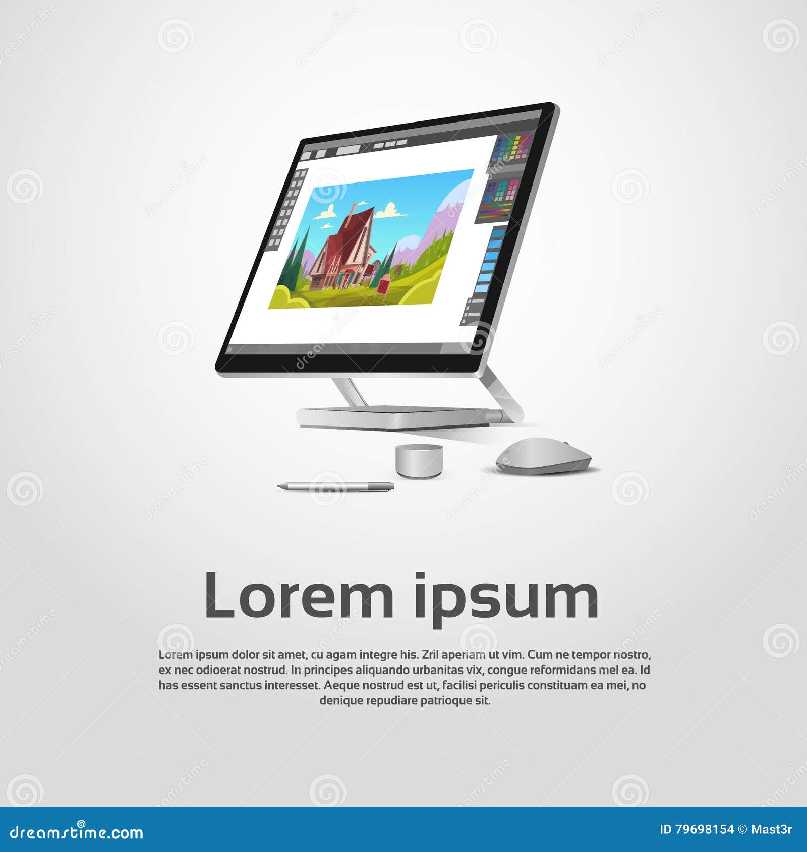 Desktop Modern Computer Graphic Designer Workplace Stock Vector ...