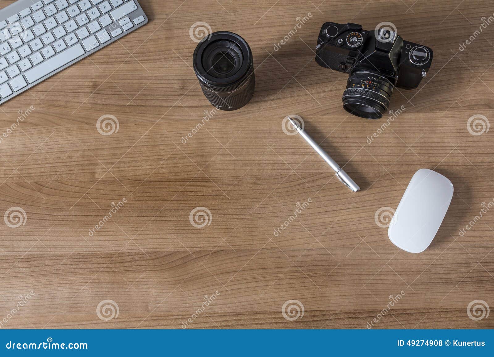 Desktop with Modern Keyboard and Camera Stock Photo - Image of keyboard ...