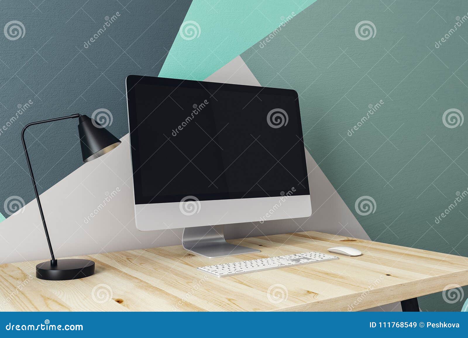 Desktop Moderno Com Computador Ilustração Stock - Ilustração de tela ...