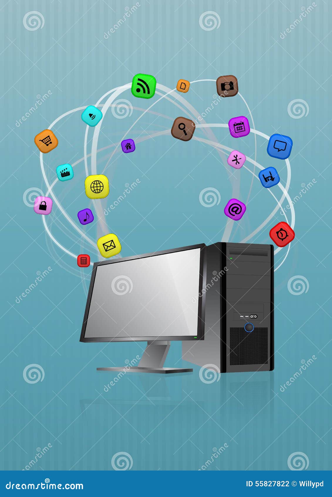 Desktop multimedia stock vector. Illustration of screen - 55827822