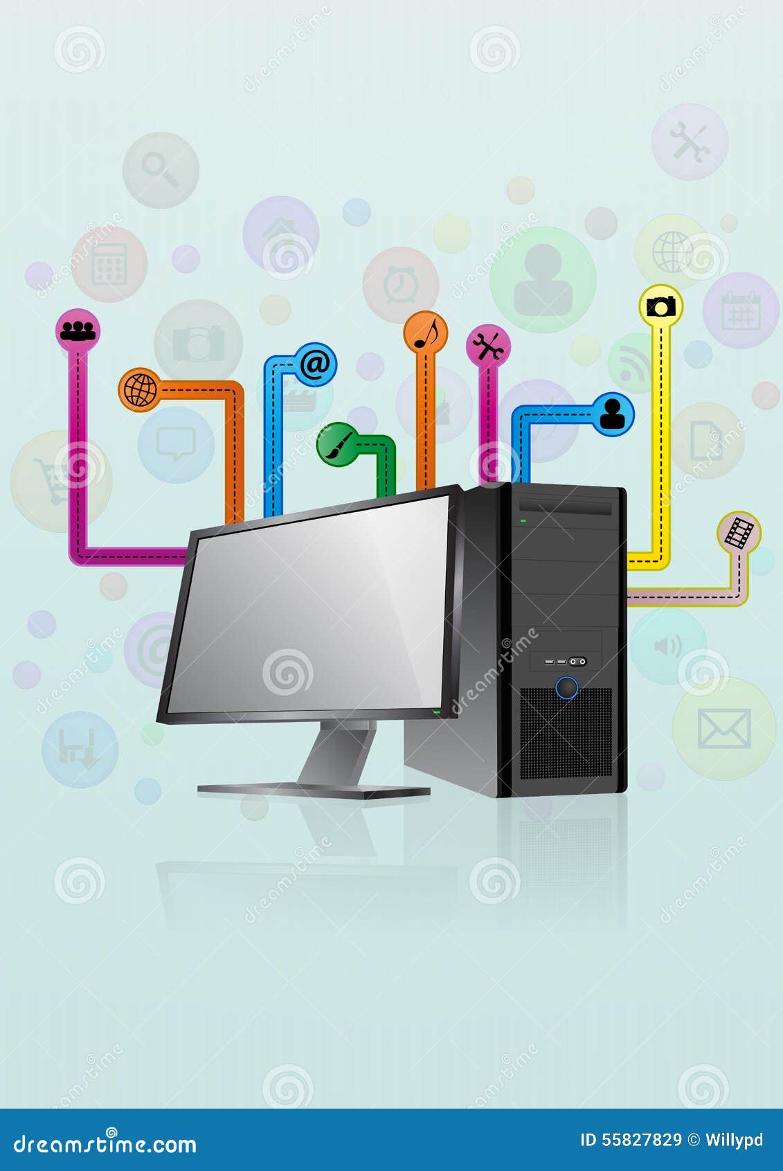 Desktop multimedia stock vector. Illustration of tech - 55827829