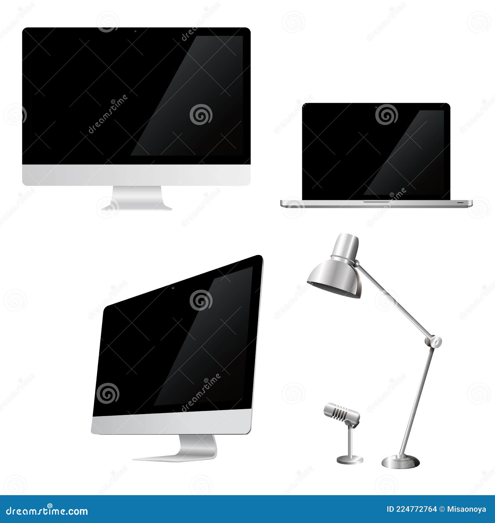 Desktop and Notebook Computer Illustration Set Stock Vector ...