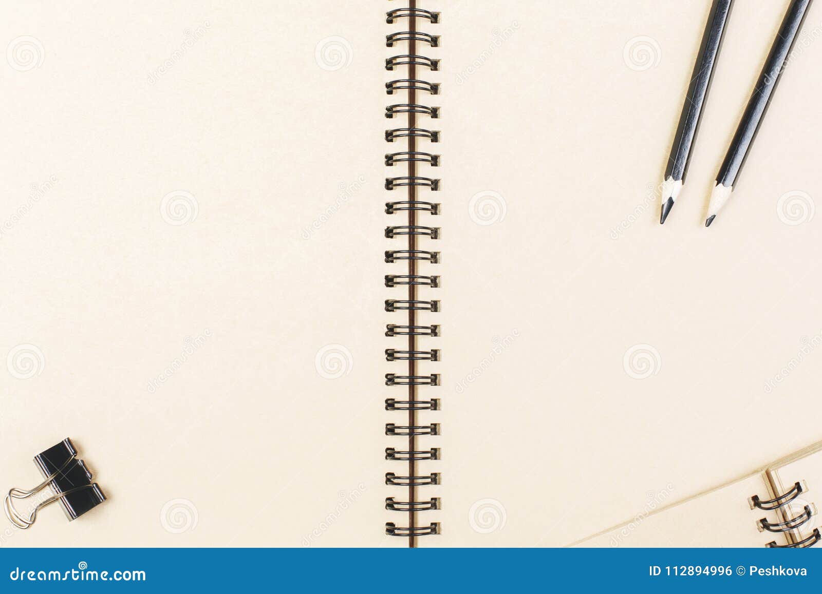 Desktop with notepad stock photo. Image of desk, blank - 112894996