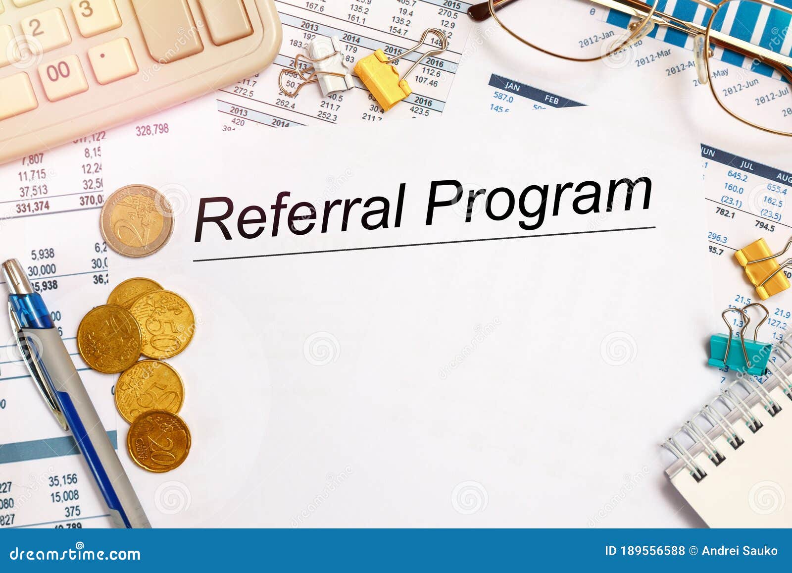 Paper with Referral Program on a Tabl Stock Photo - Image of company ...