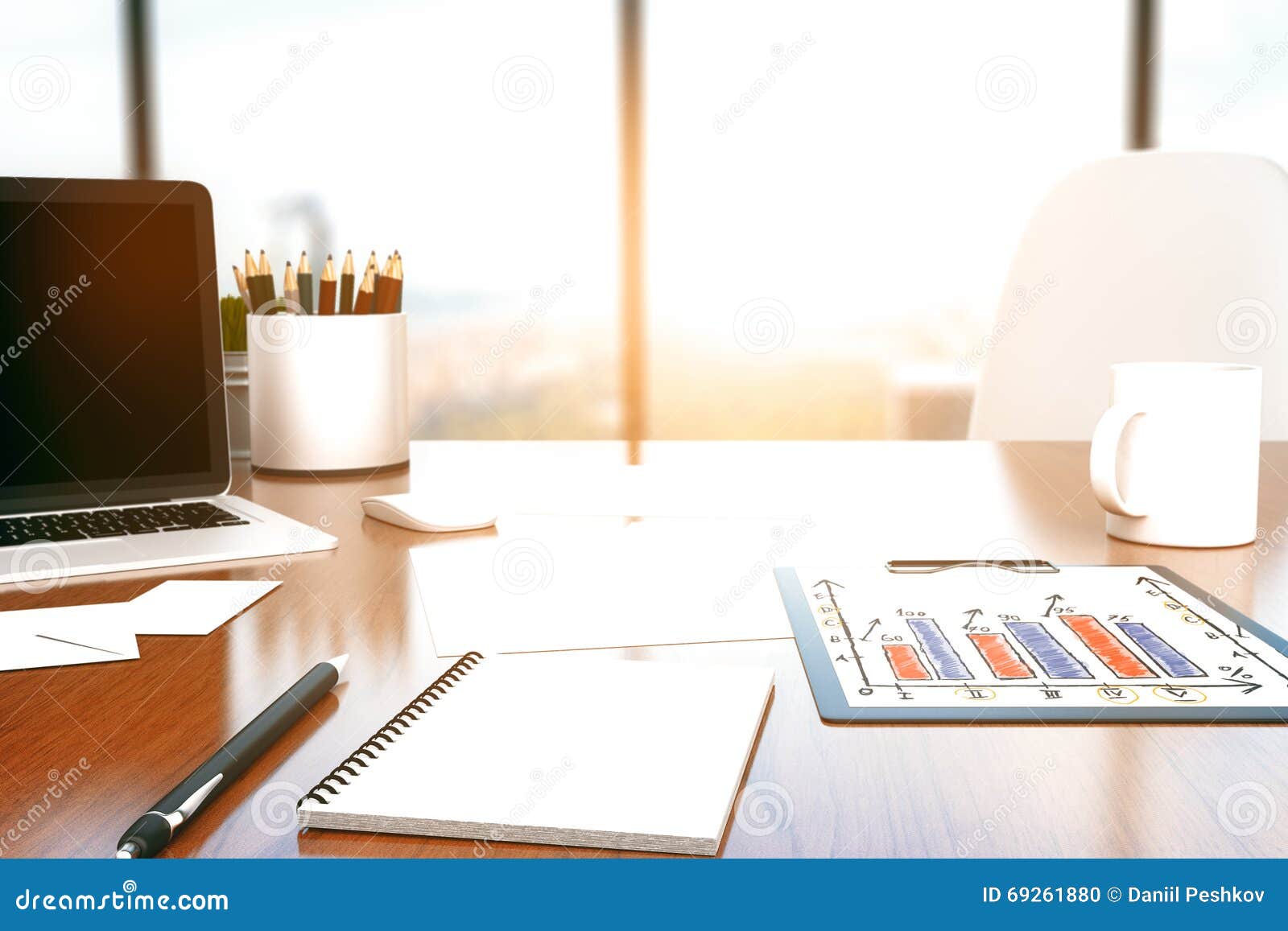 Desktop with office tools stock photo. Image of notebook - 69261880