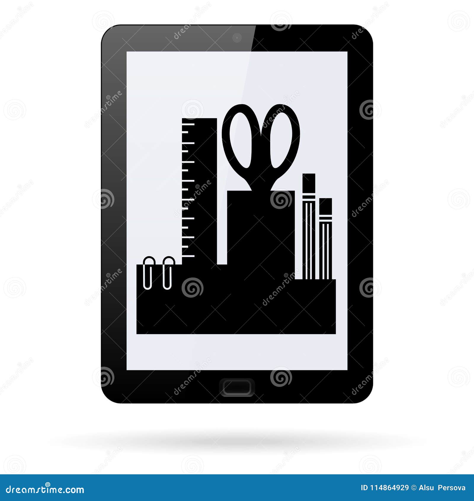 Desktop Organizer Icon for Stationery Tools on a Realistic Tablet Stock ...
