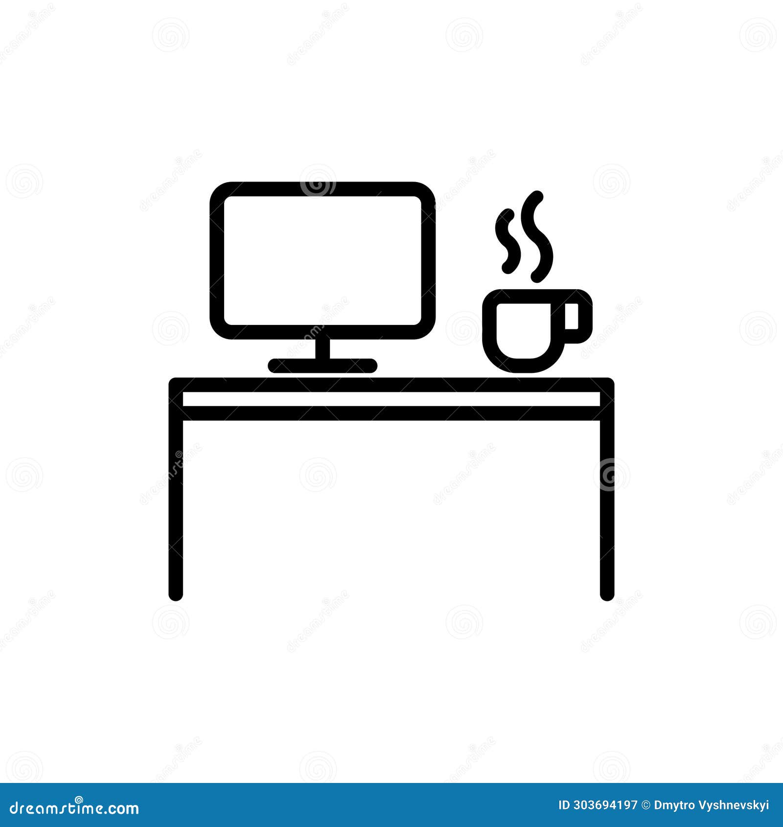 Desktop Outline Vector Icon Stock Vector - Illustration of workspace ...