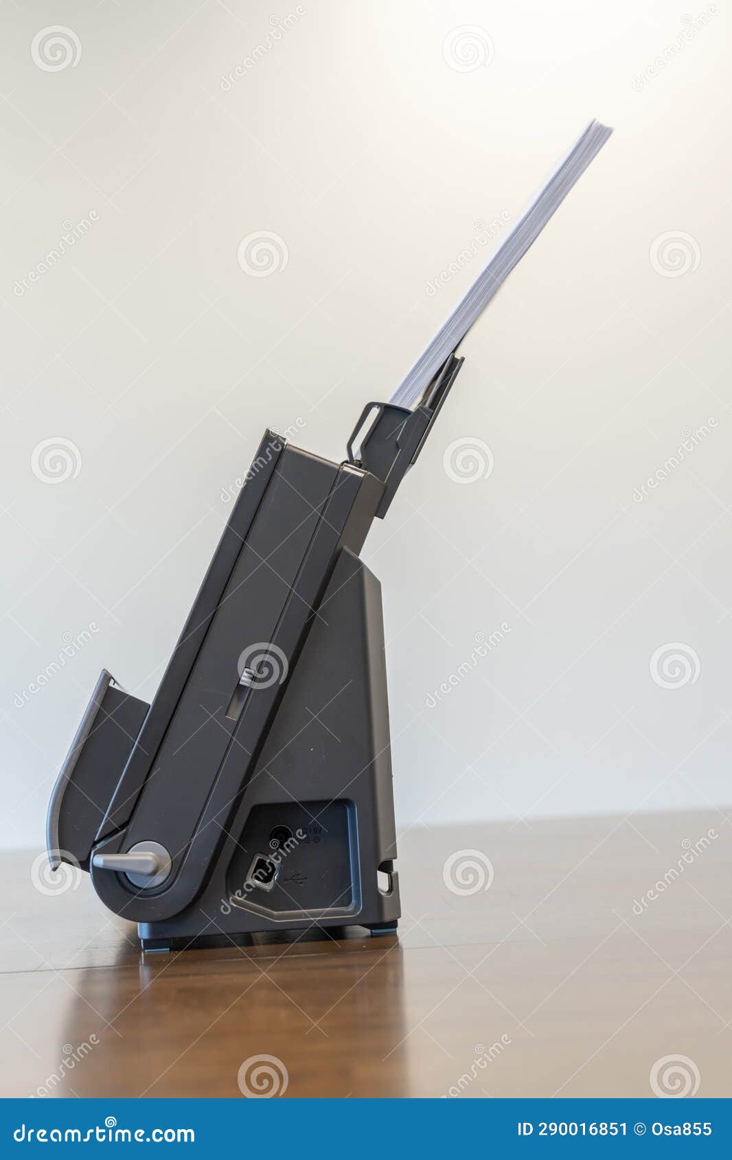 Desktop Paper Document Scanner with Stack of Documents Stock Image ...