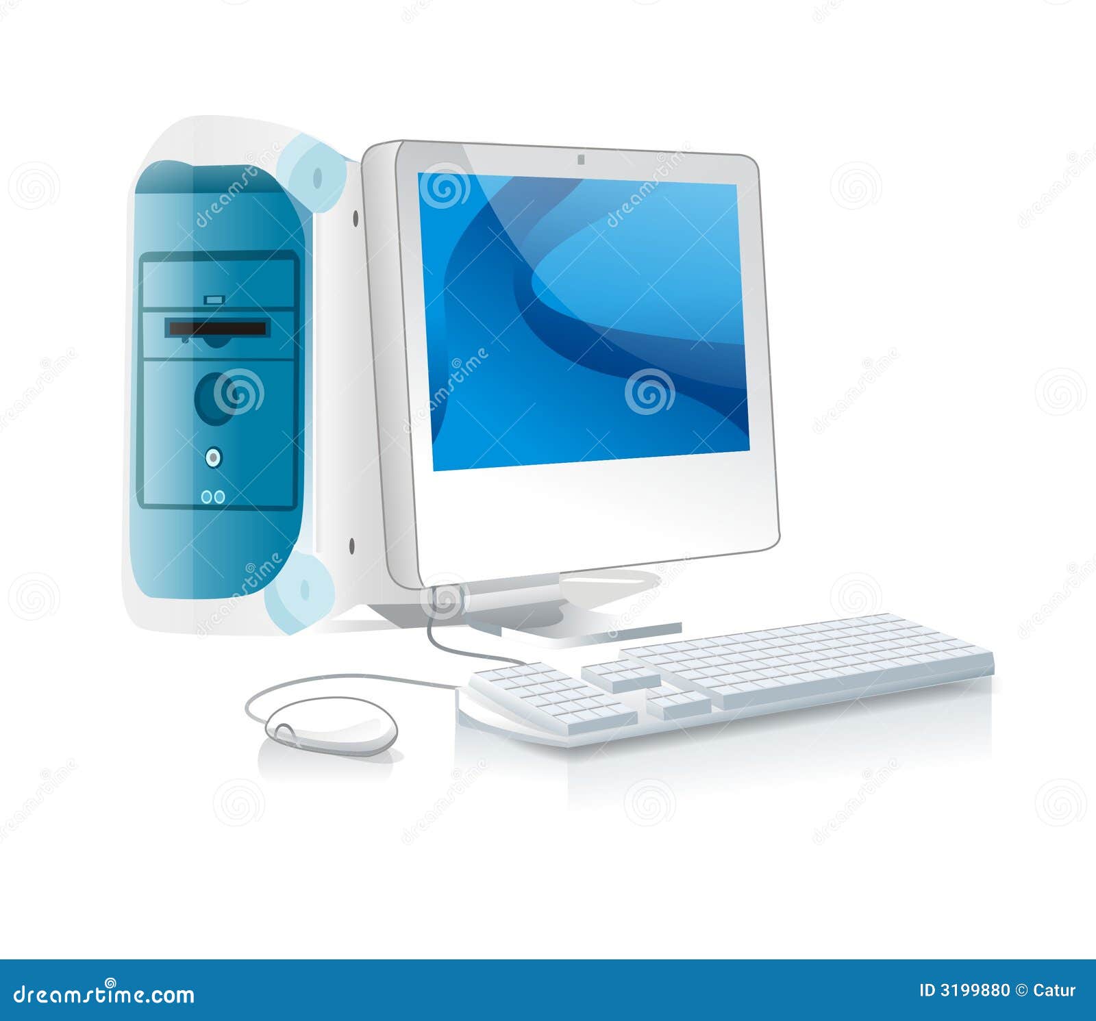 Desktop pc bianco illustrazione vettoriale. Illustrazione di tasto ...