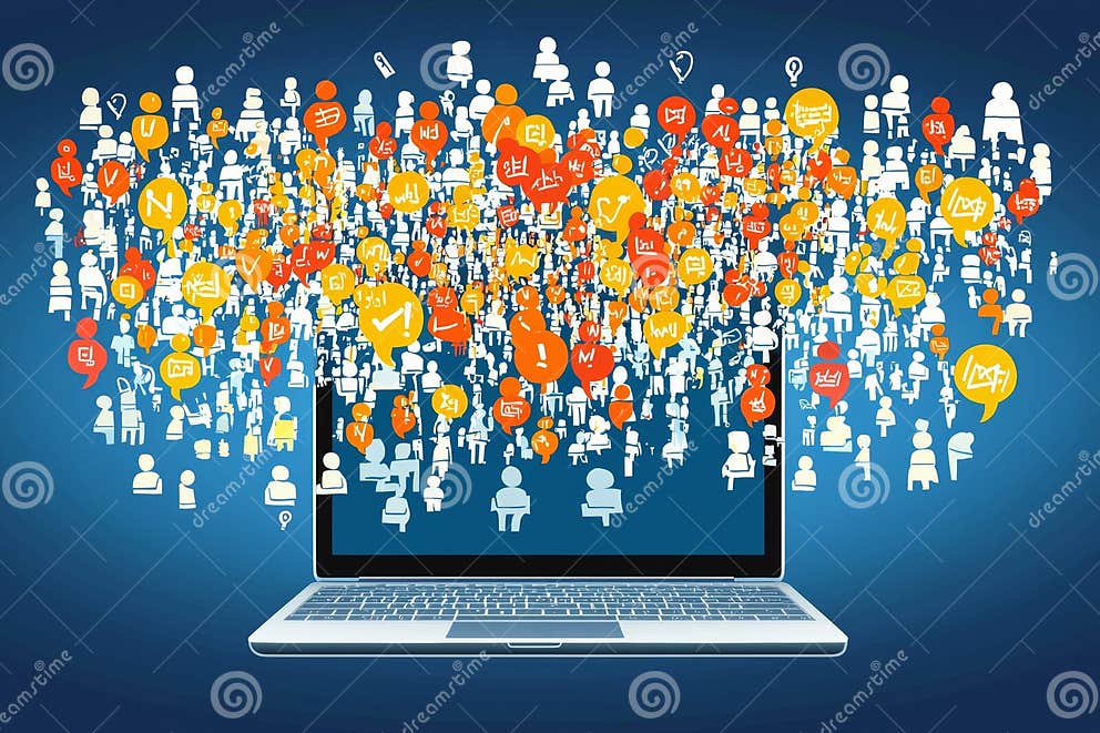 Desktop PC with Chat Bubble Notifications, Symbolizing Internet ...