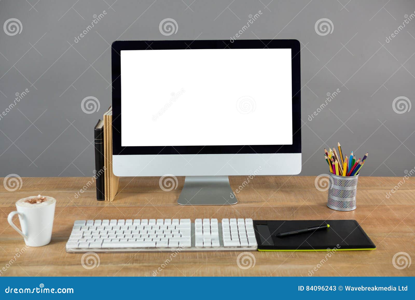 Desktop Pc with Cup of Coffee Stock Image - Image of holder, desktop ...