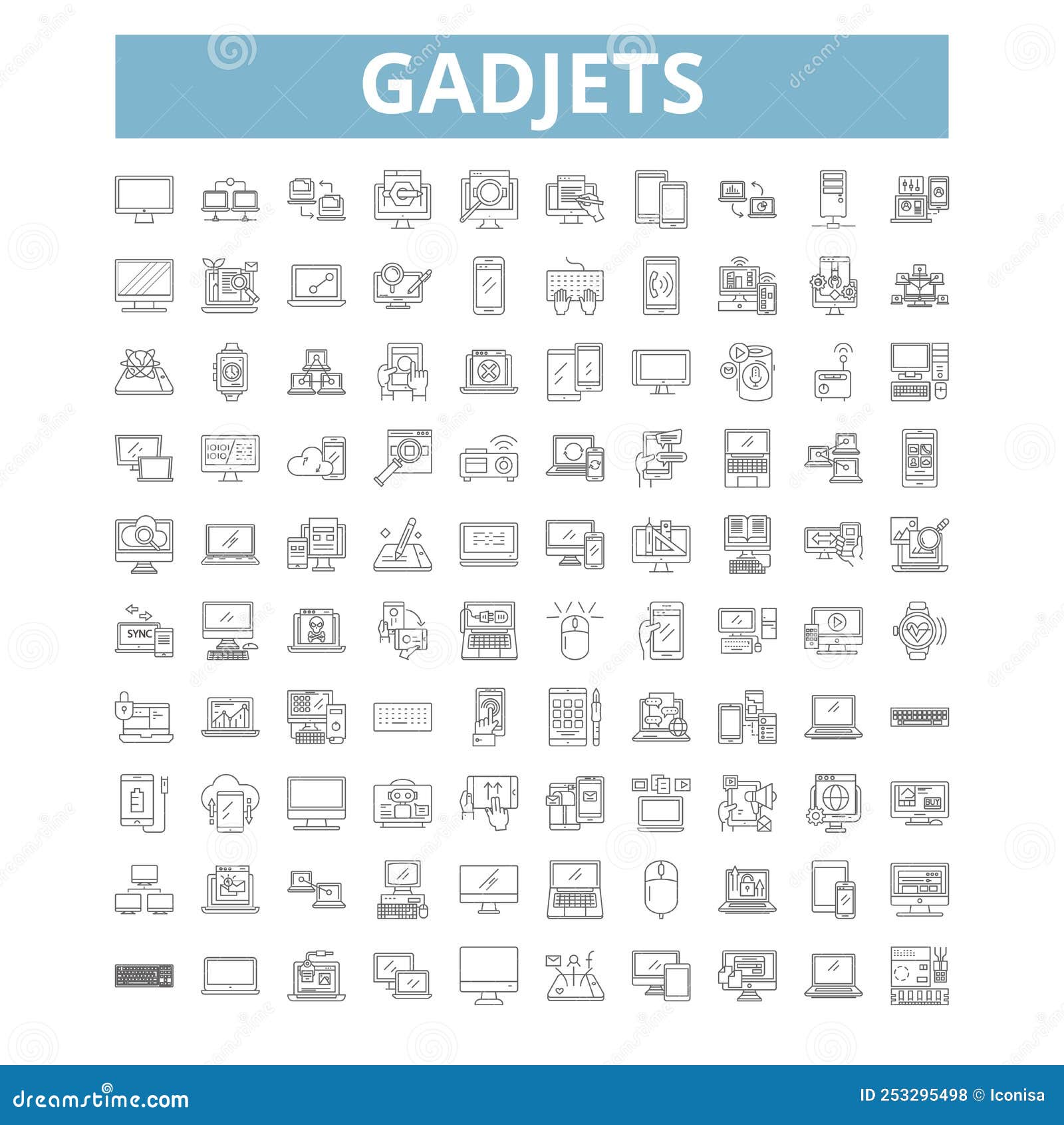 Desktop Pc Icons, Line Symbols, Web Signs, Vector Set, Isolated ...