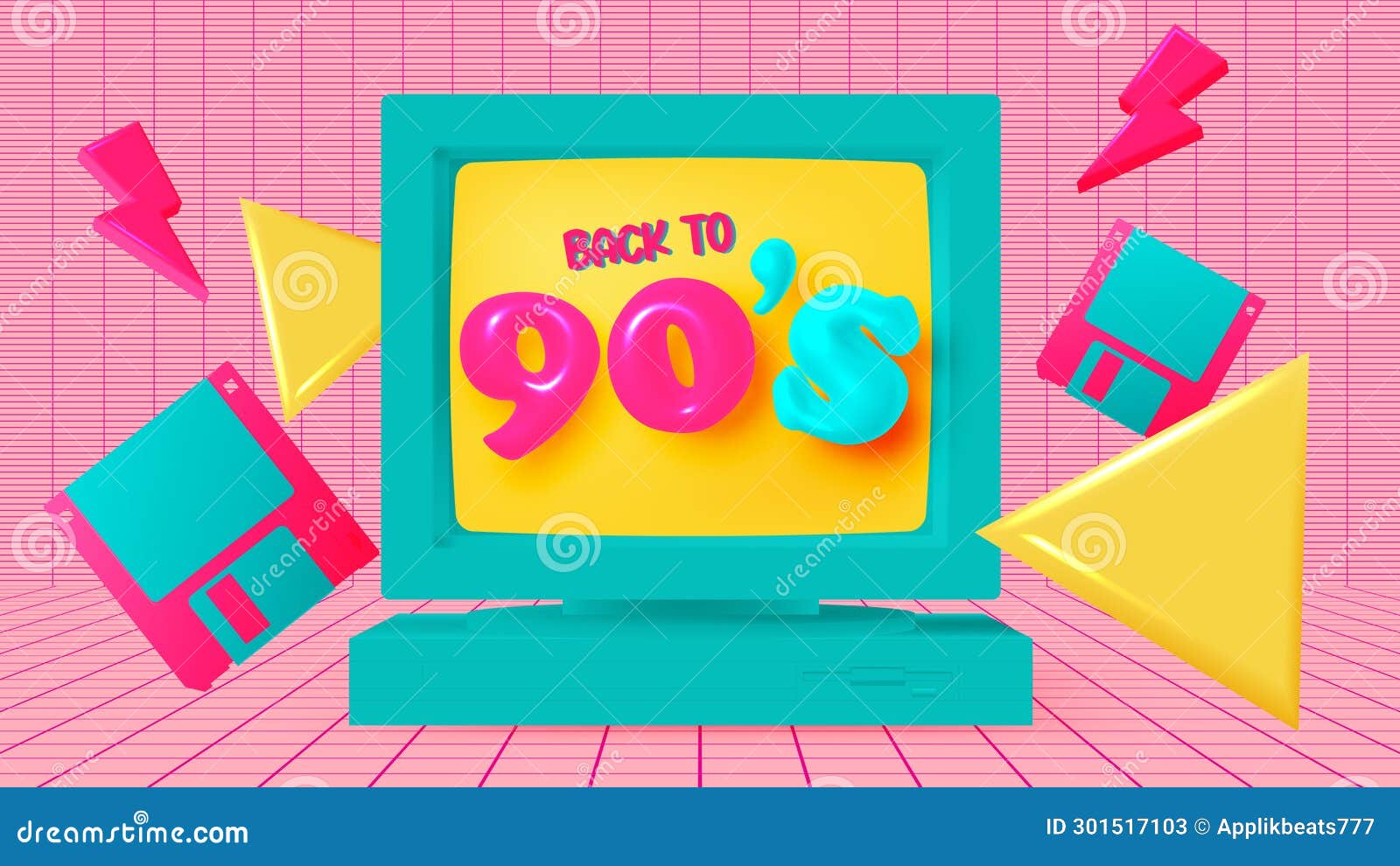 Desktop PC in Mood of 90 S Nostalgia Realistic 90 S Stock Vector ...