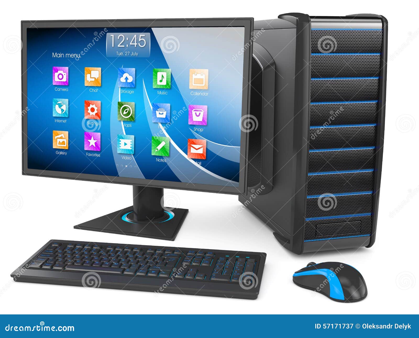 Desktop PC stock illustration. Illustration of keyboard - 57171737