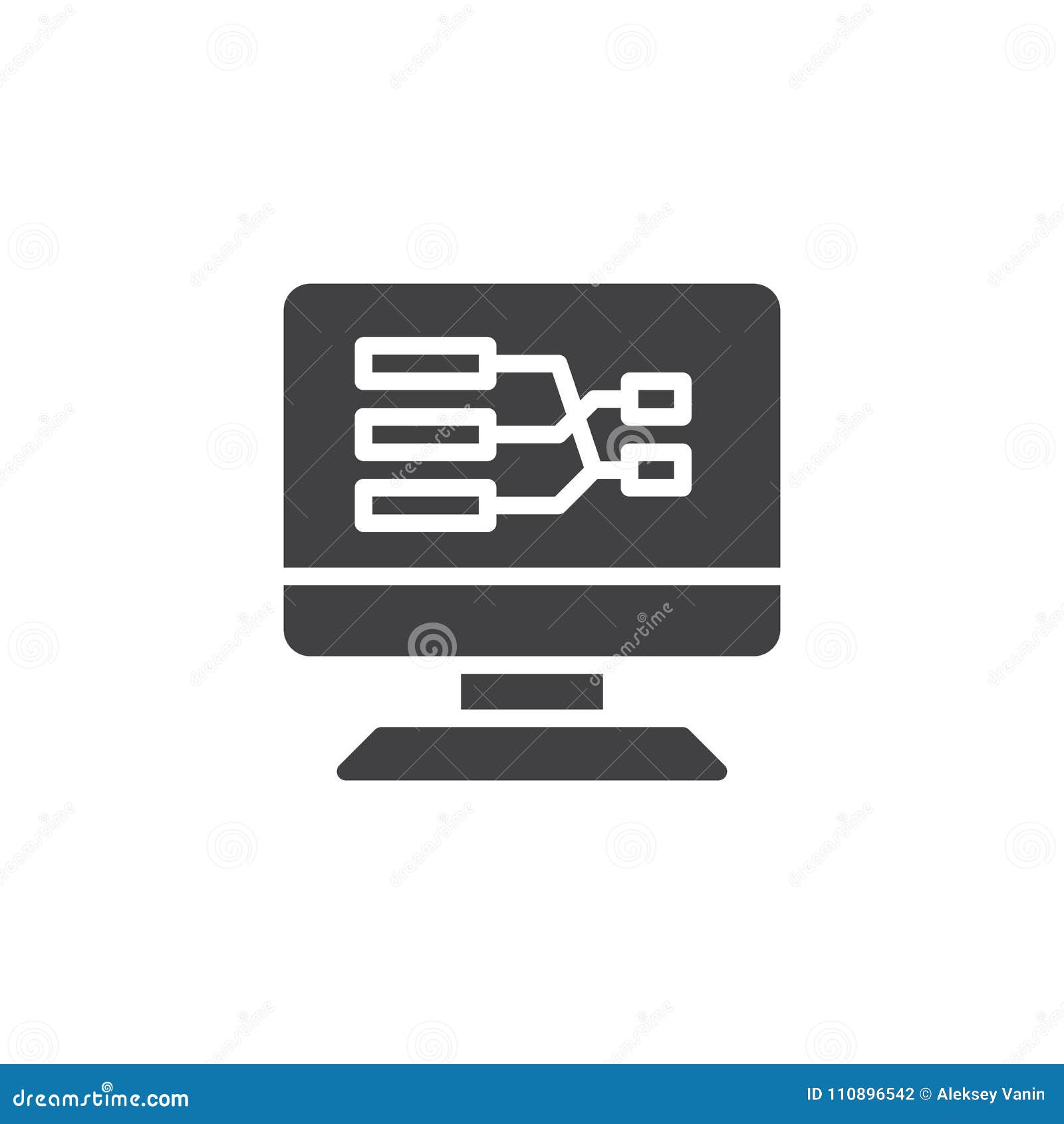 Desktop Pc Screen with Flow Chart Vector Icon Stock Vector ...