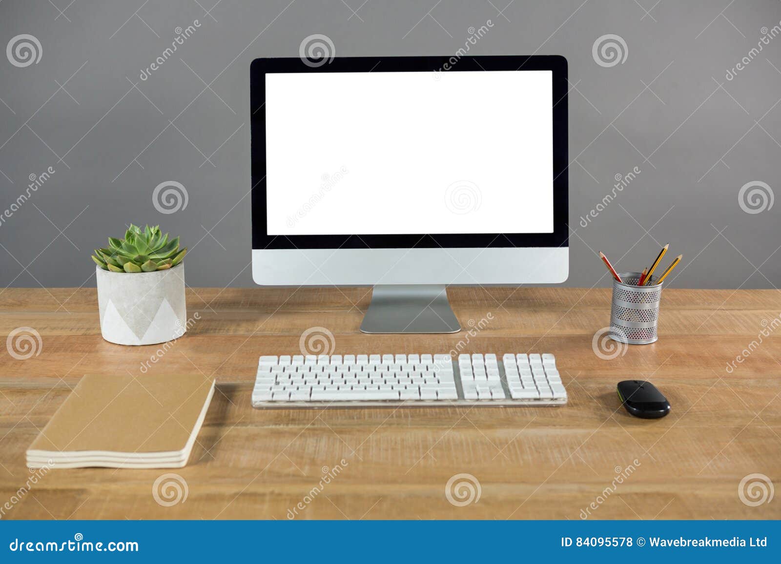 Desktop pc on table stock photo. Image of mouse, personal - 84095578