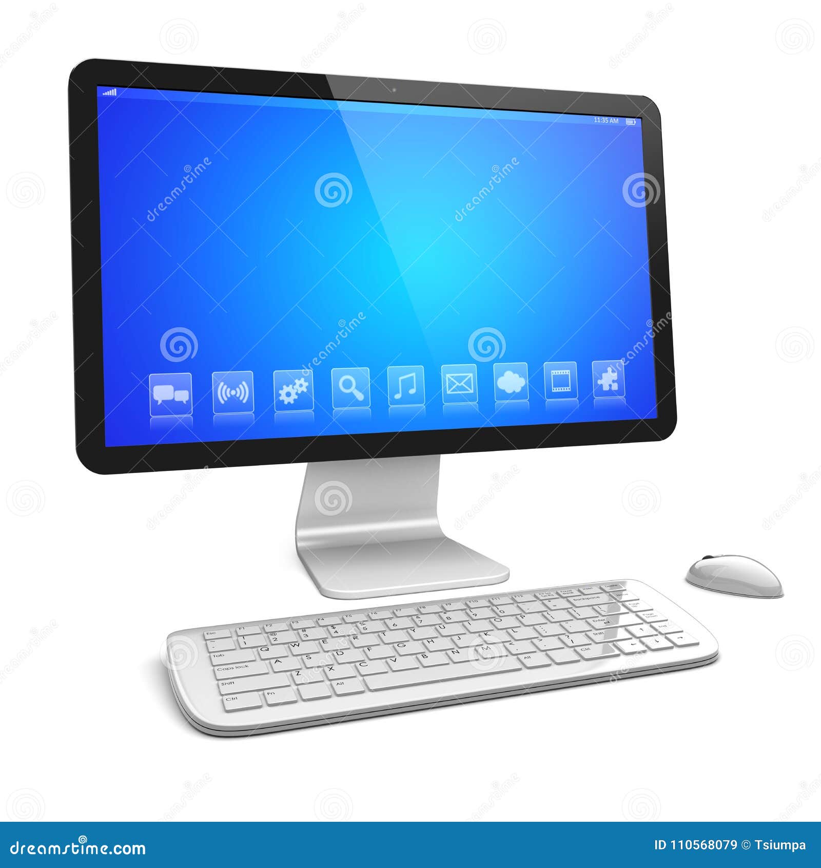 Desktop pc on a white stock illustration. Illustration of desktop ...
