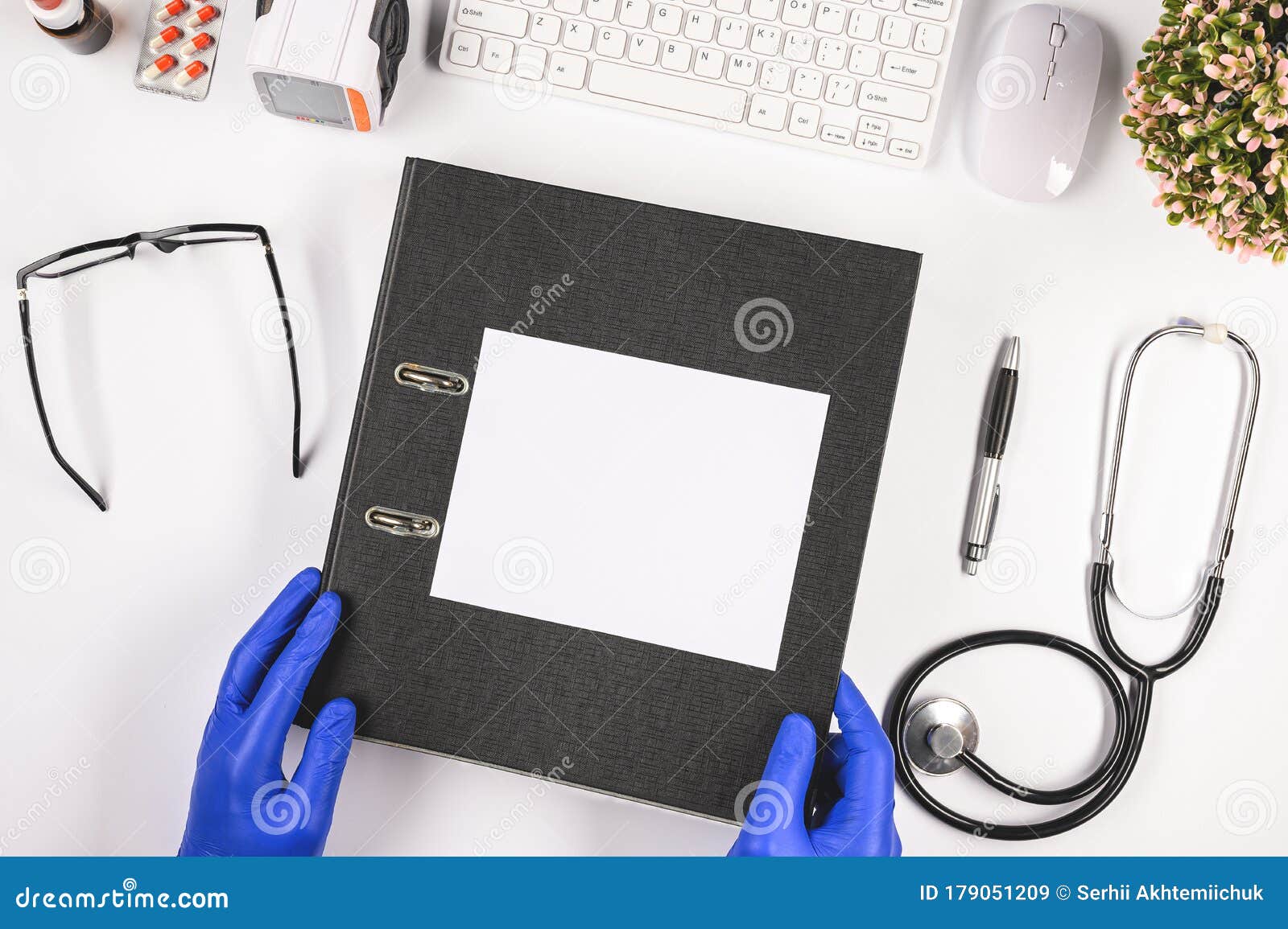 Desktop of a Practicing Doctor. Place for Text Stock Image - Image of ...