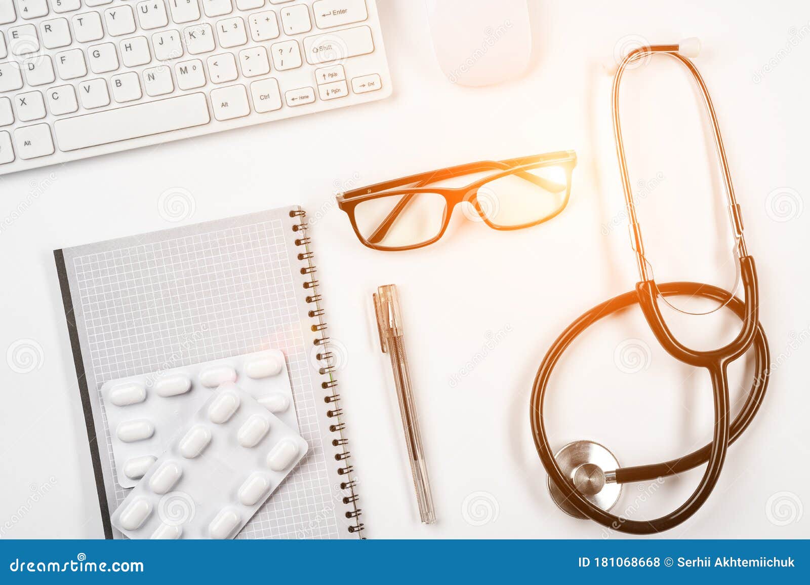 Desktop of a Practicing Doctor. Place for Text Stock Photo - Image of ...