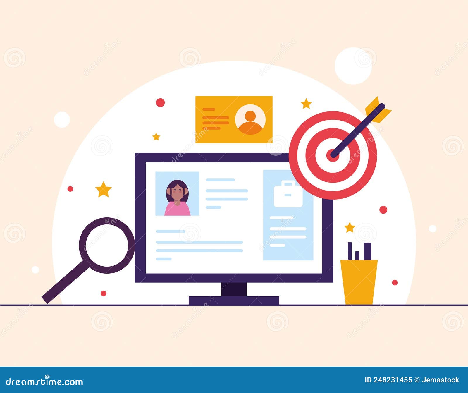 Desktop with Recruitment Process Stock Vector - Illustration of data ...