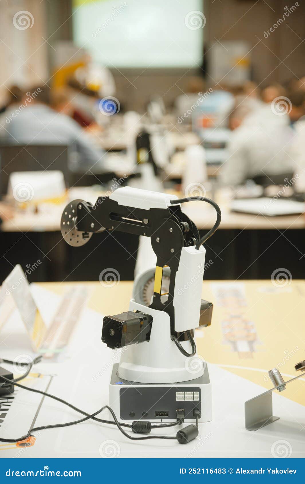 Desktop Robotic Arm in the Laboratory. Robot in the Classroom Stock ...