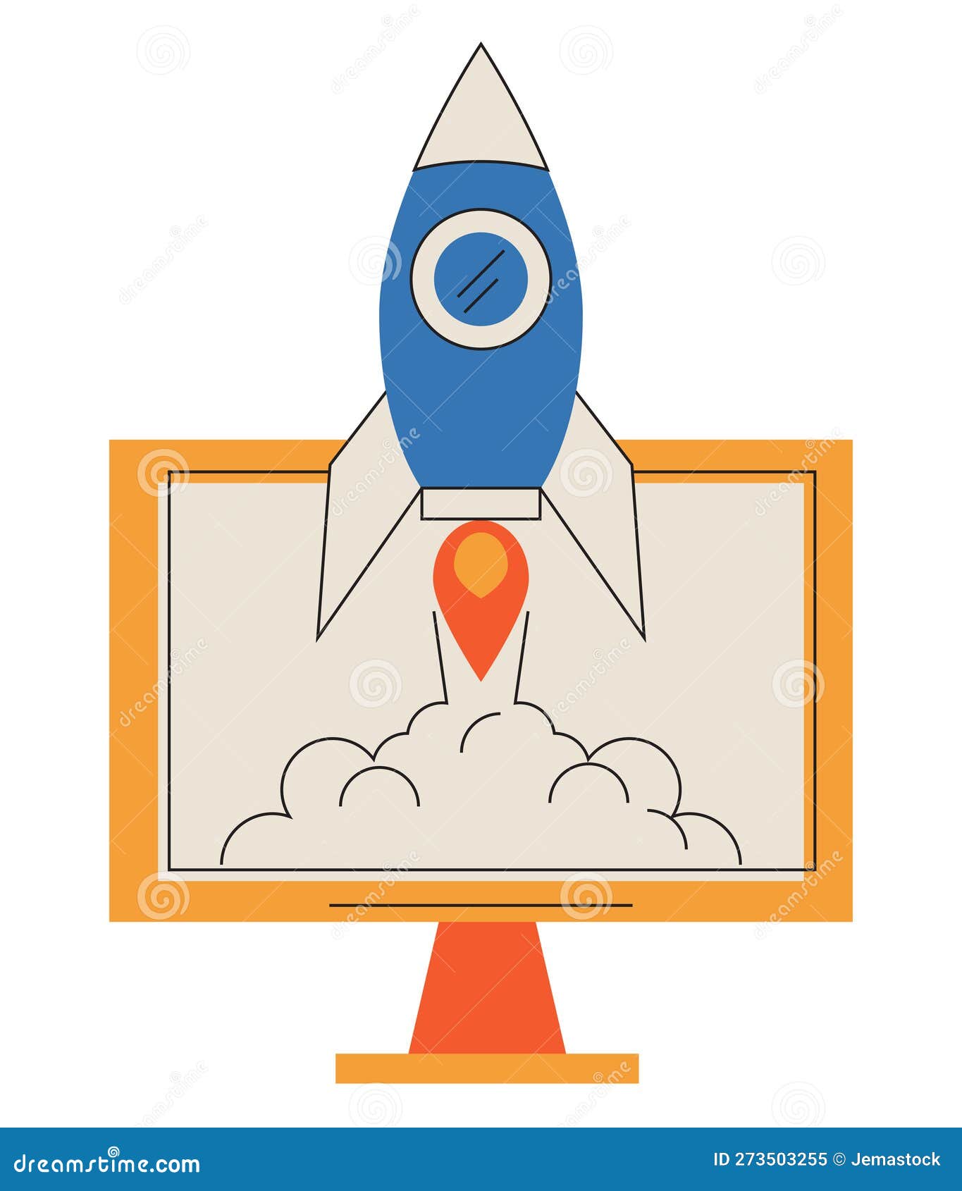 Desktop with Rocket Launcher Stock Vector - Illustration of startup ...