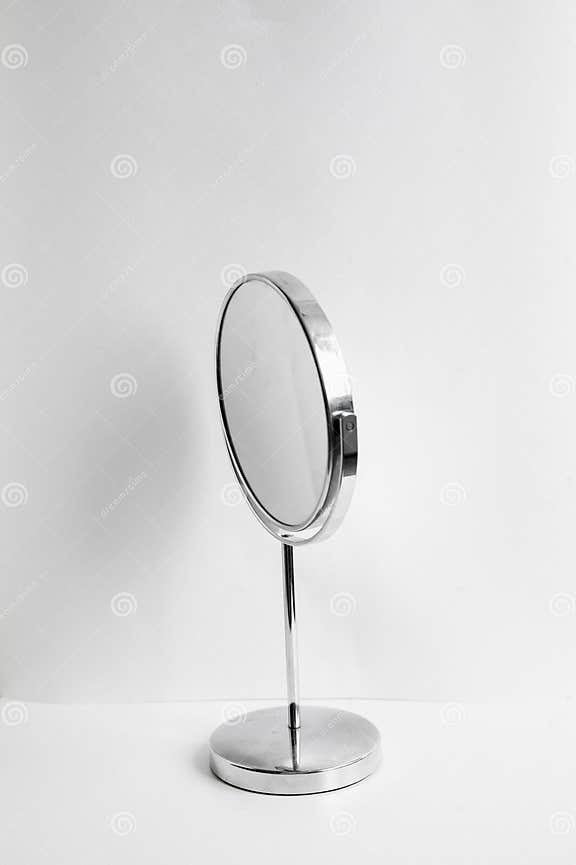 Desktop Round Make-up Mirror on White Background Stock Image - Image of ...