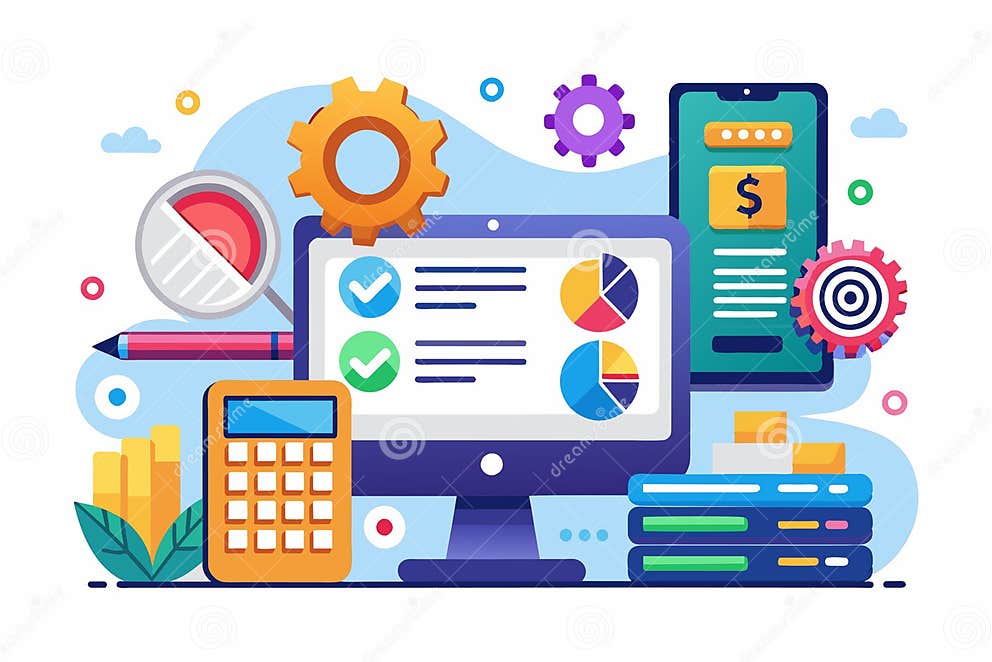 A Desktop Setup Showcasing a Data Entry Tool with Various Graphs, a ...