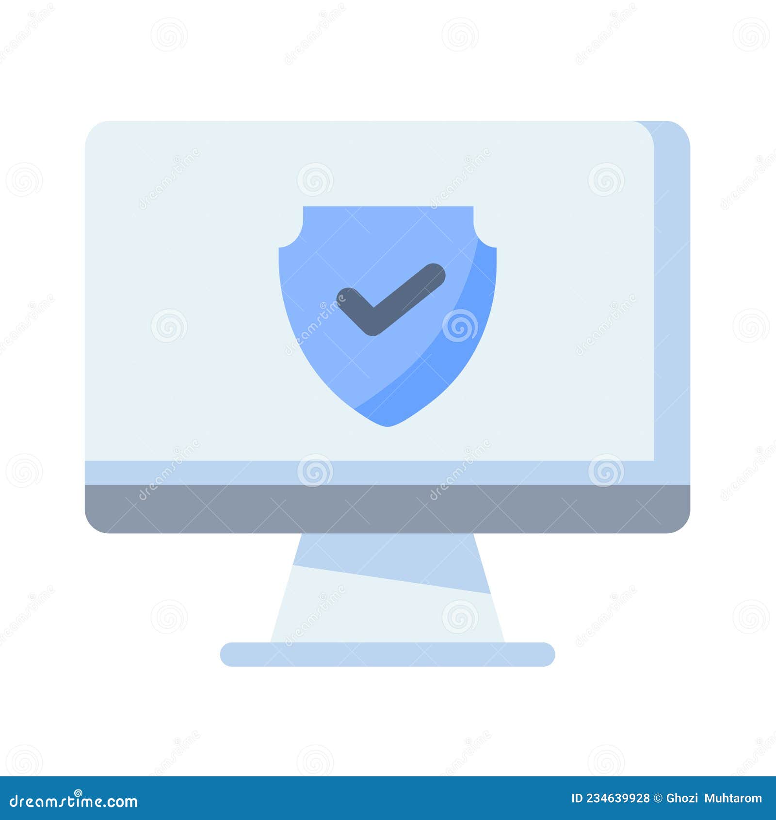 Desktop Shield Safe Protected Security Single Isolated Icon with Flat ...