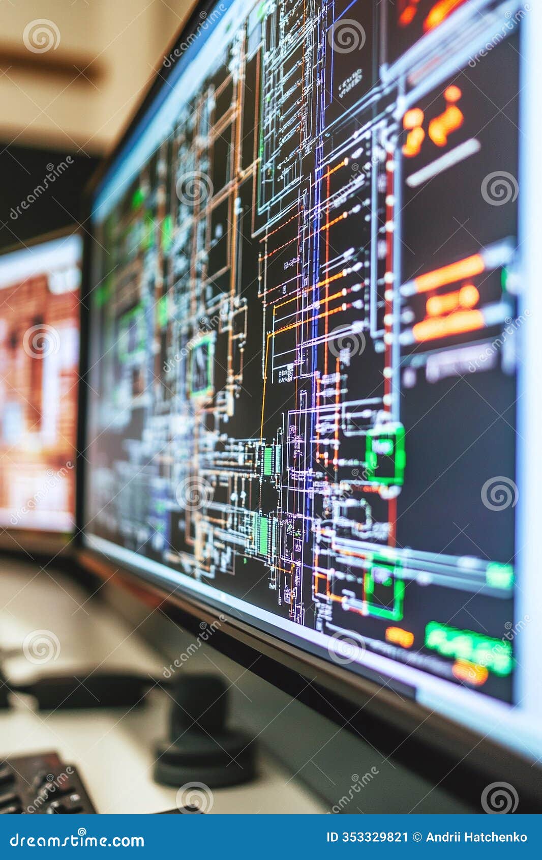 Desktop Showing a CAD Design of Power Grid Control Systems with Dynamic ...