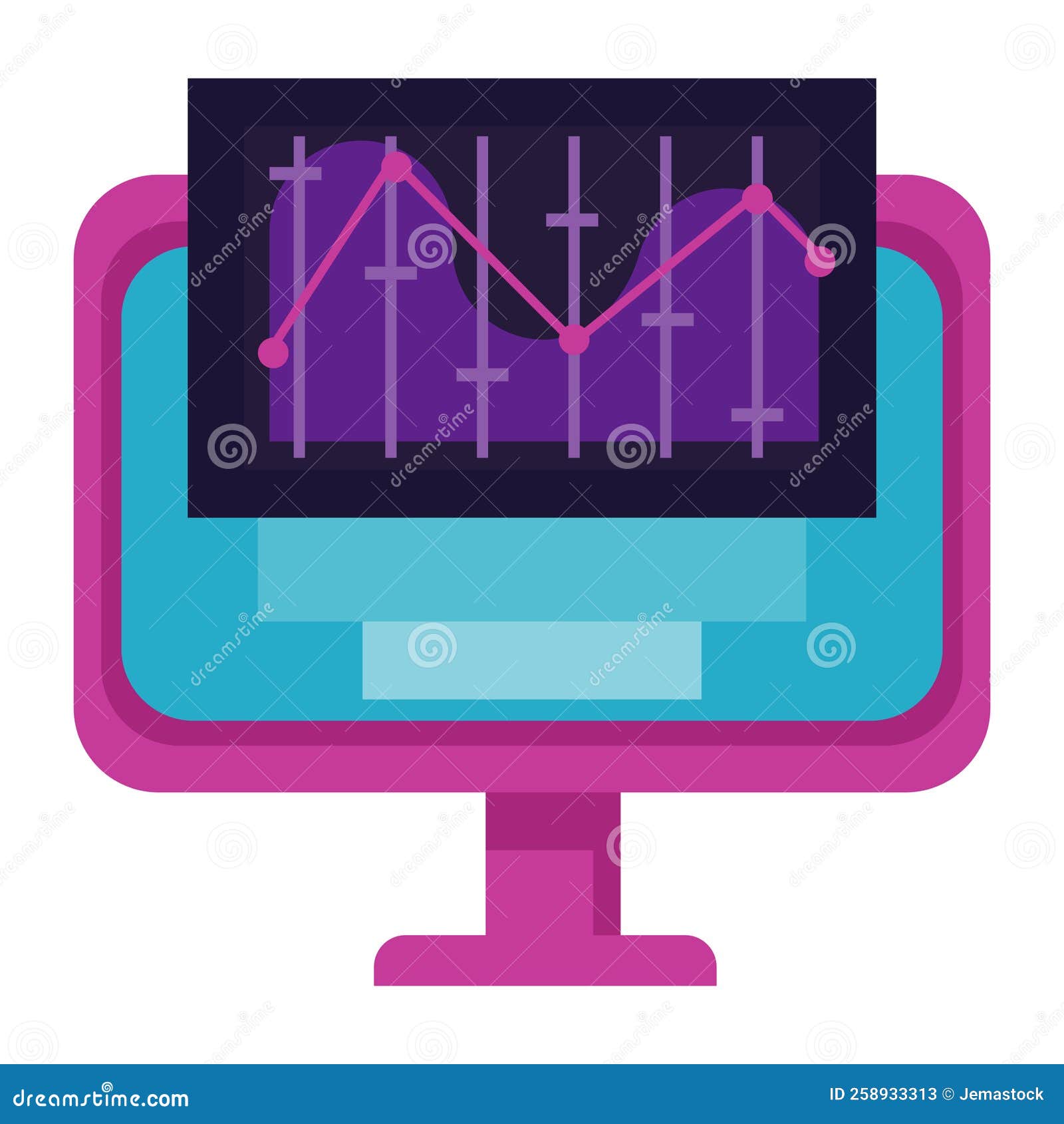 Desktop with Statistics Graphic Stock Vector - Illustration of ...