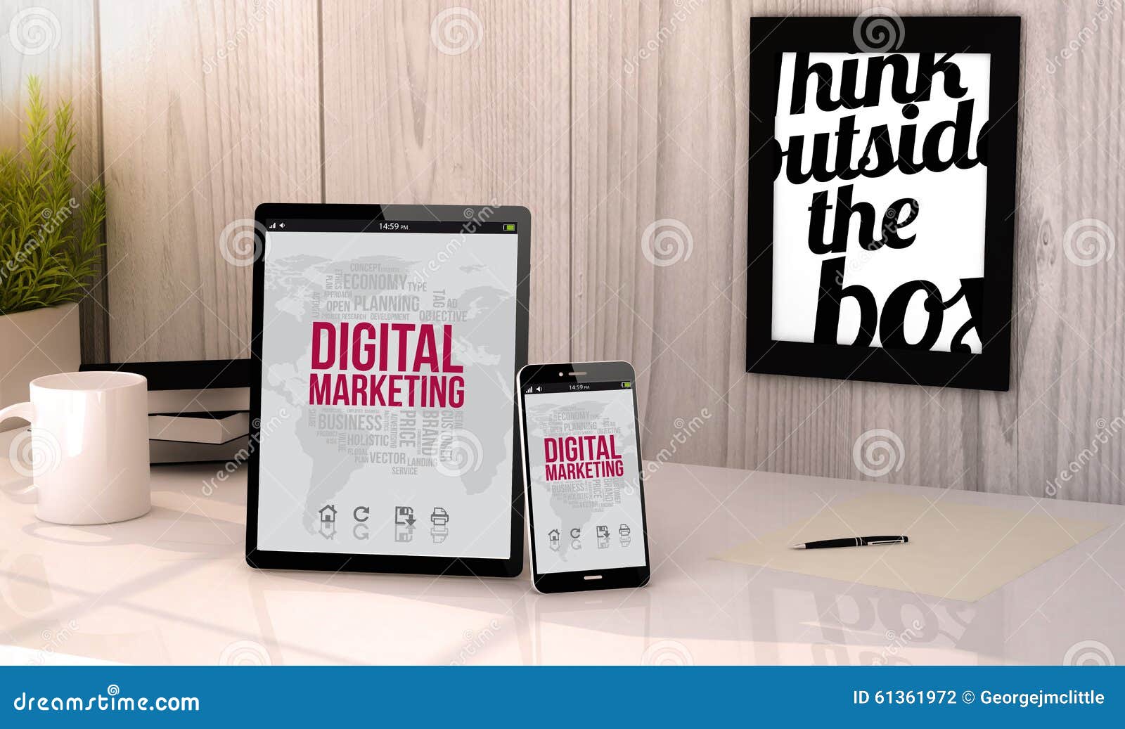 Desktop Tablet and Phone Digital Marketing Stock Illustration ...