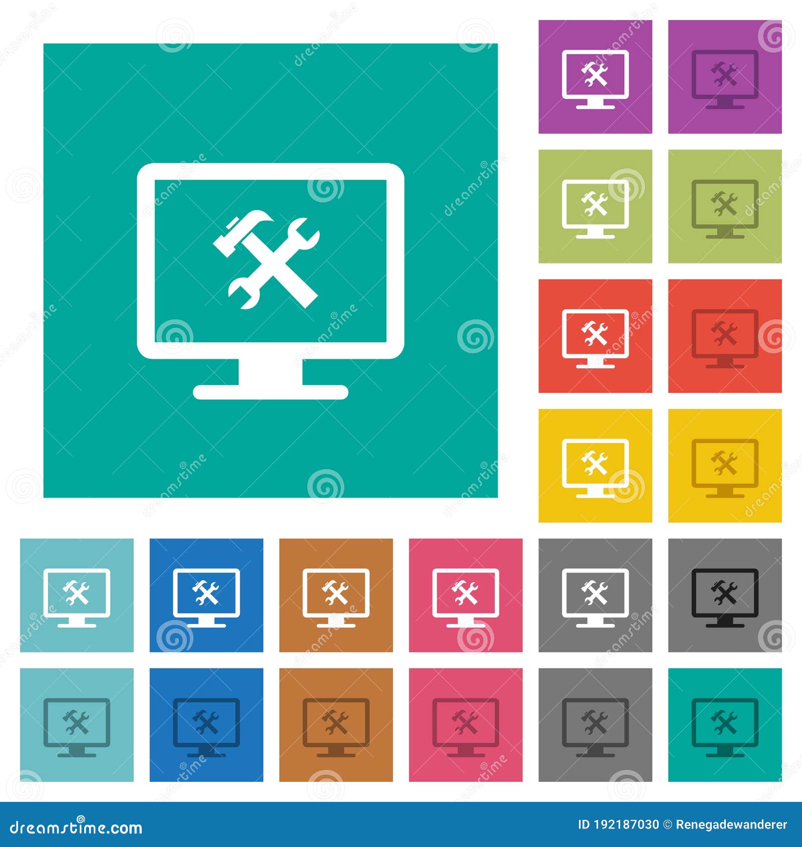 Desktop Tools Square Flat Multi Colored Icons Stock Vector ...