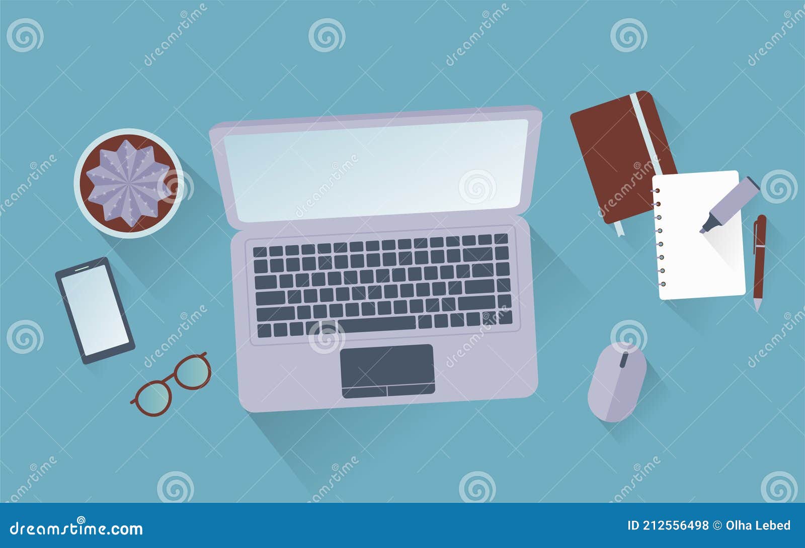 Desktop top view stock vector. Illustration of desktop - 212556498