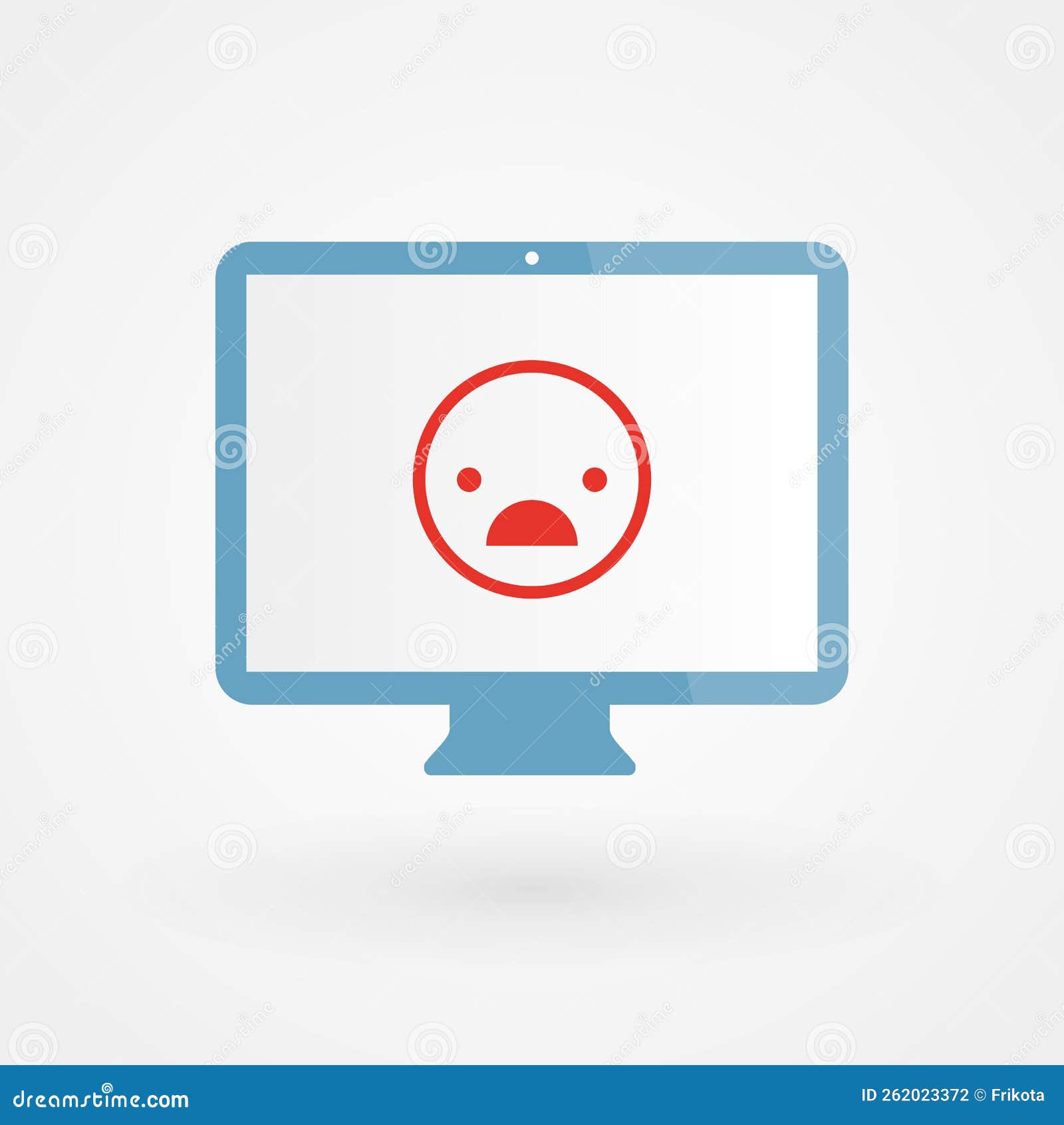 Desktop and Unhappy Smiley. Concept of Dissatisfaction. Vector ...