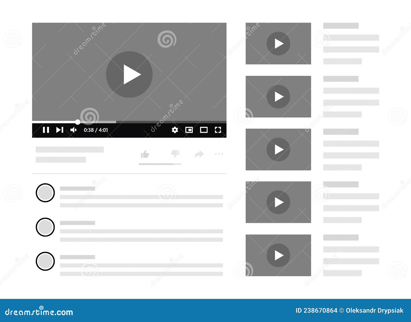 Desktop Video Player Interface Template. Multimedia Player Interface ...