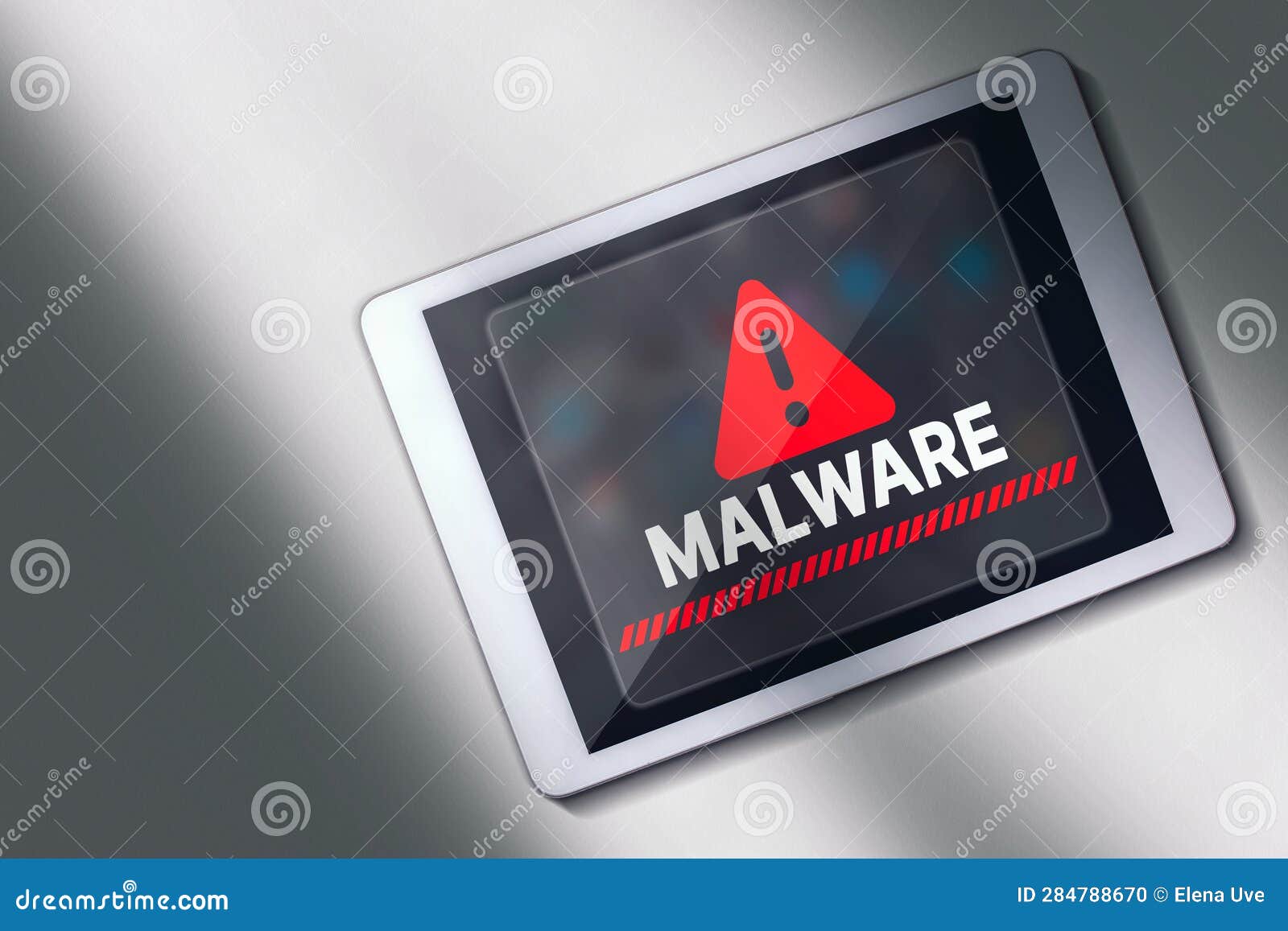 Desktop View Photo of Malware Alert on Digital Tablet Screen. Stock ...