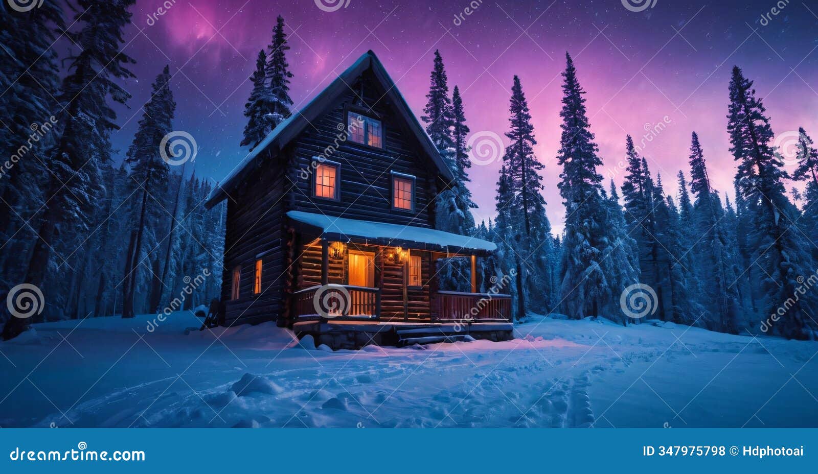 Desktop Wallpaper Background Image of a Winter Cabin Storm Warning ...