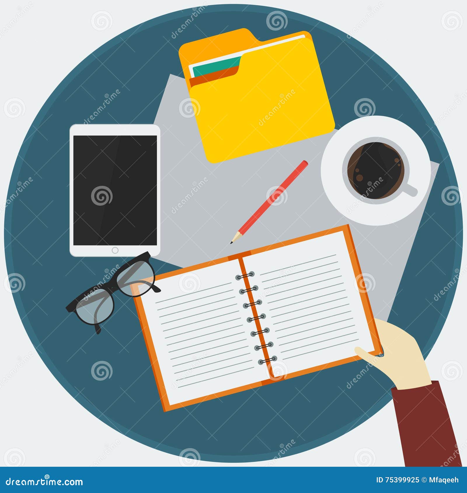 Flat Style Desktop Workspace Vector Illustration Stock Vector ...