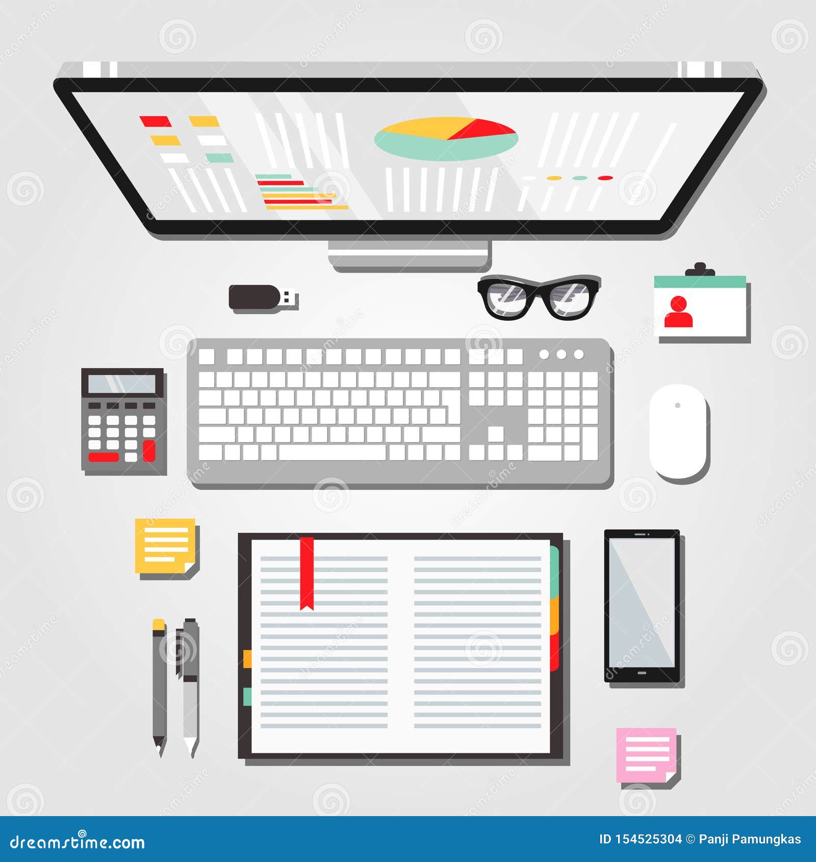 Workspace Graphic Design, Vector Illustration. Workplace, Office, Work ...