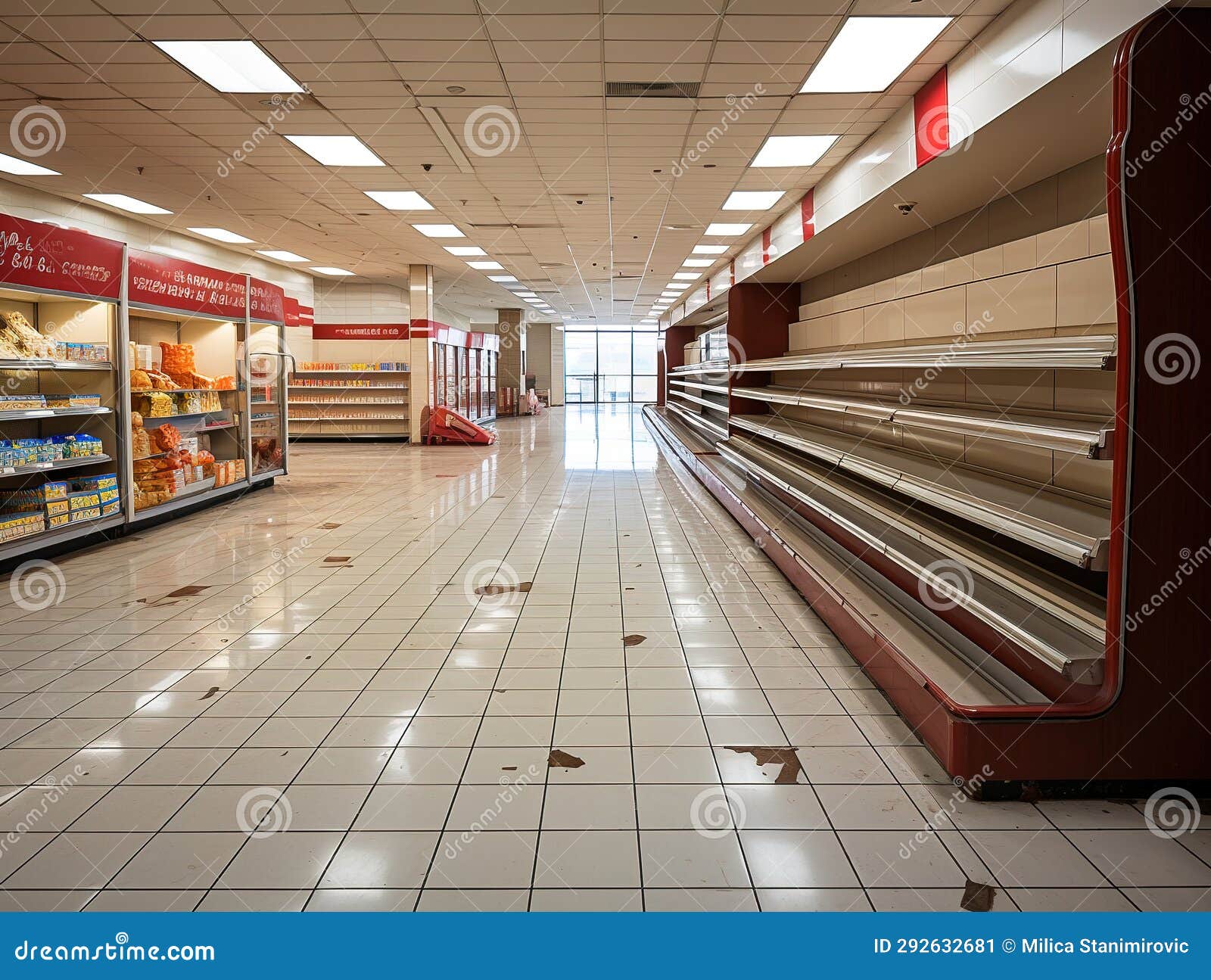 Desolate Aisles: Apocalyptic Empty Store Shelves Stock Image - Image of ...