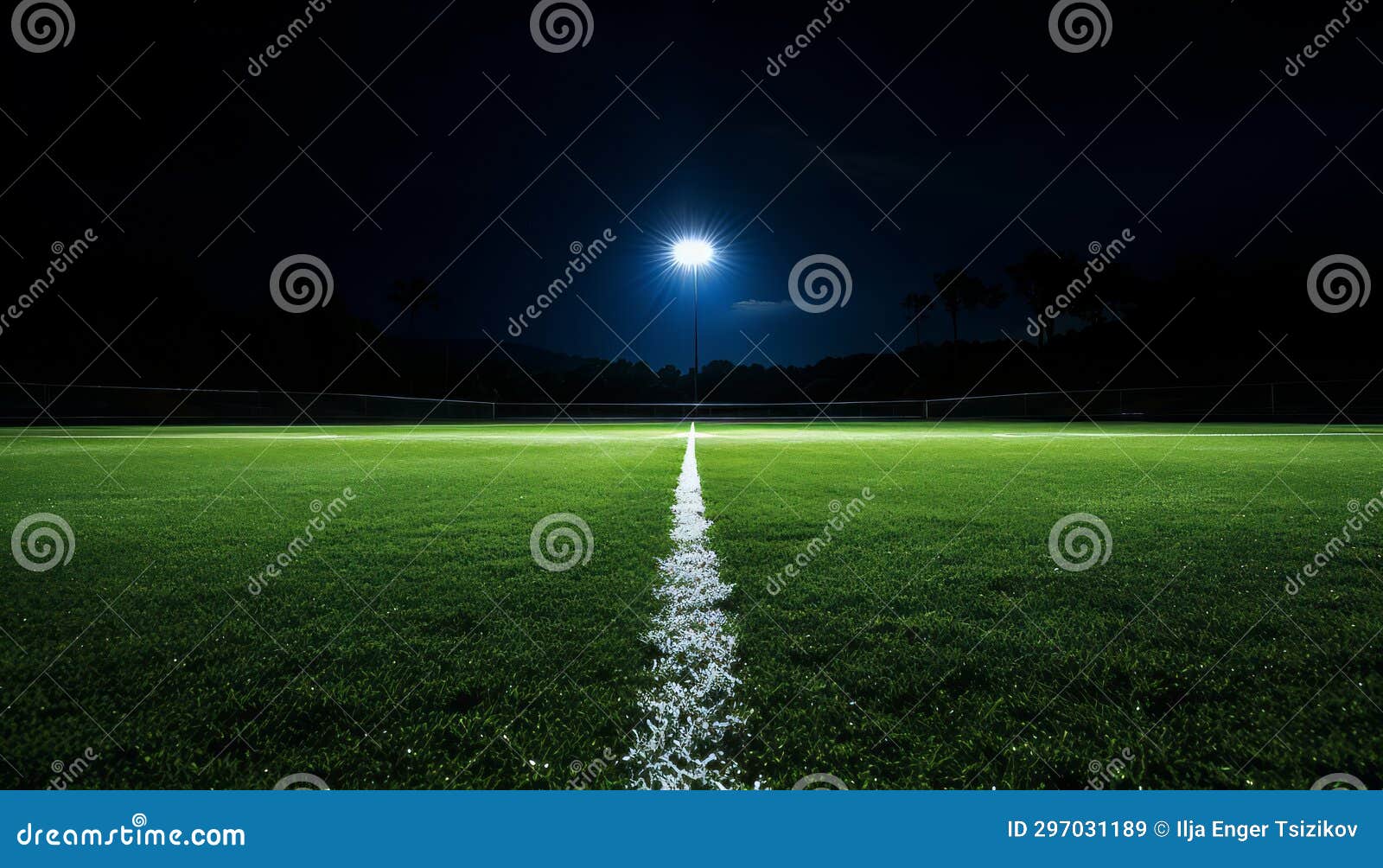 Desolate Baseball Stadium at Night with an Immaculate Diamond ...