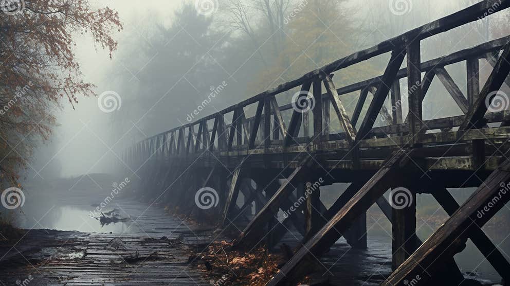 Desolate Bridge with Crumbling Infrastructure, Remnants of Past ...