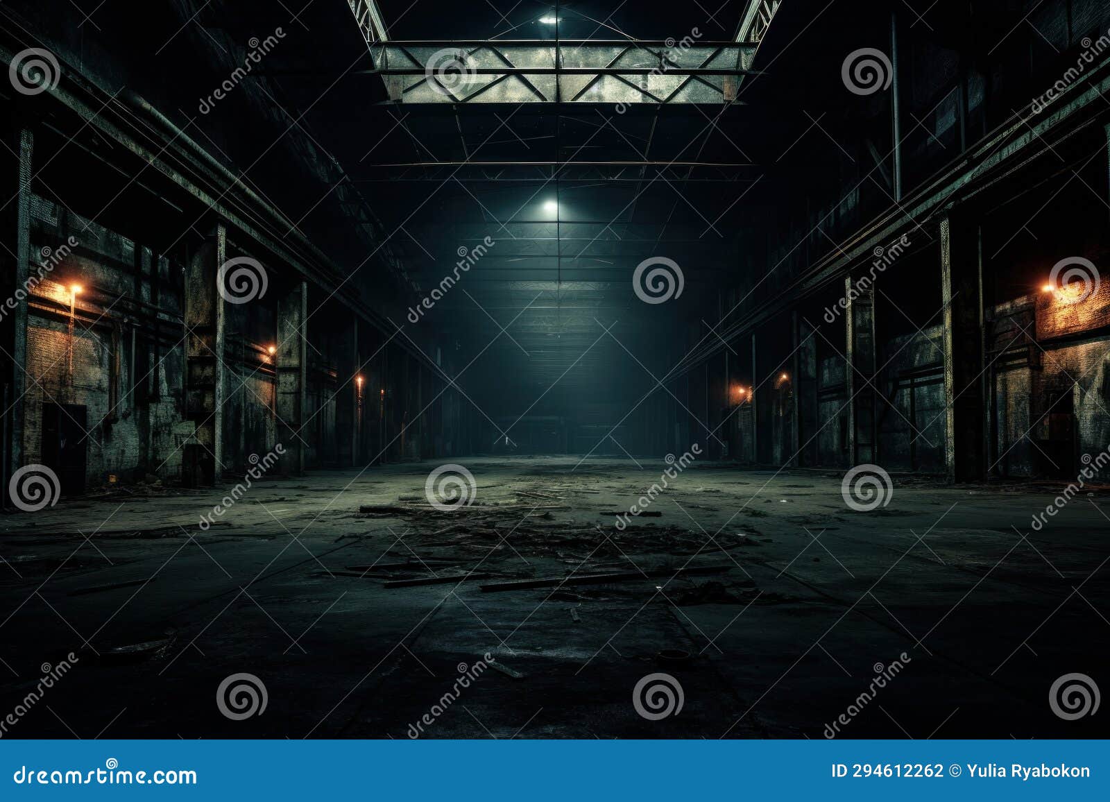Desolate Dark Empty Warehouse. Generate Ai Stock Photo - Image of factory, abandoned: 294612262