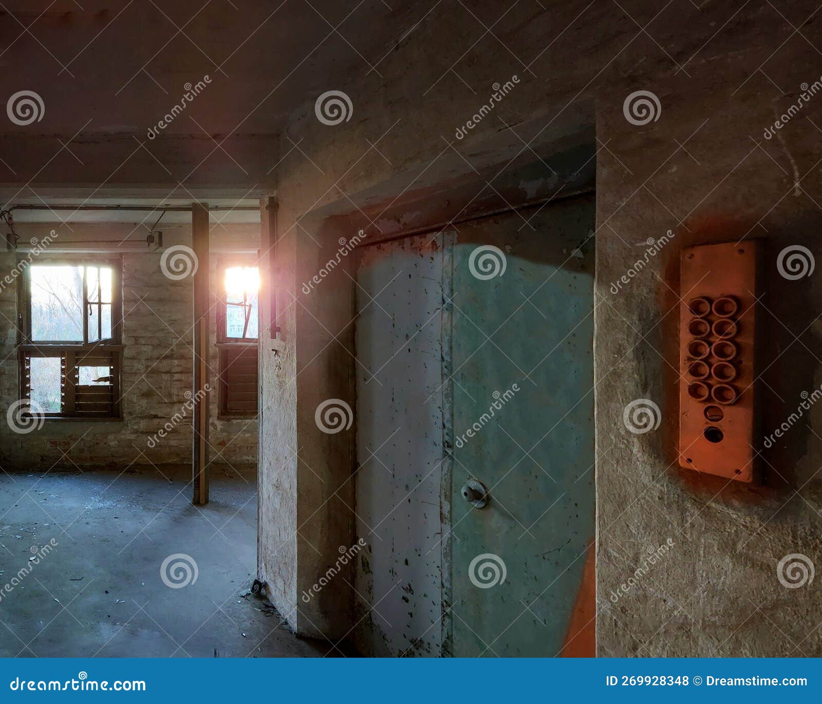Desolate Elevator Door in an Abandoned Warehouse Stock Photo - Image of ...