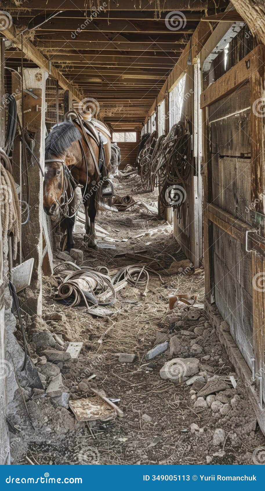 Desolate Horse Stables Crumbling Structures and Abandoned Tack in a ...