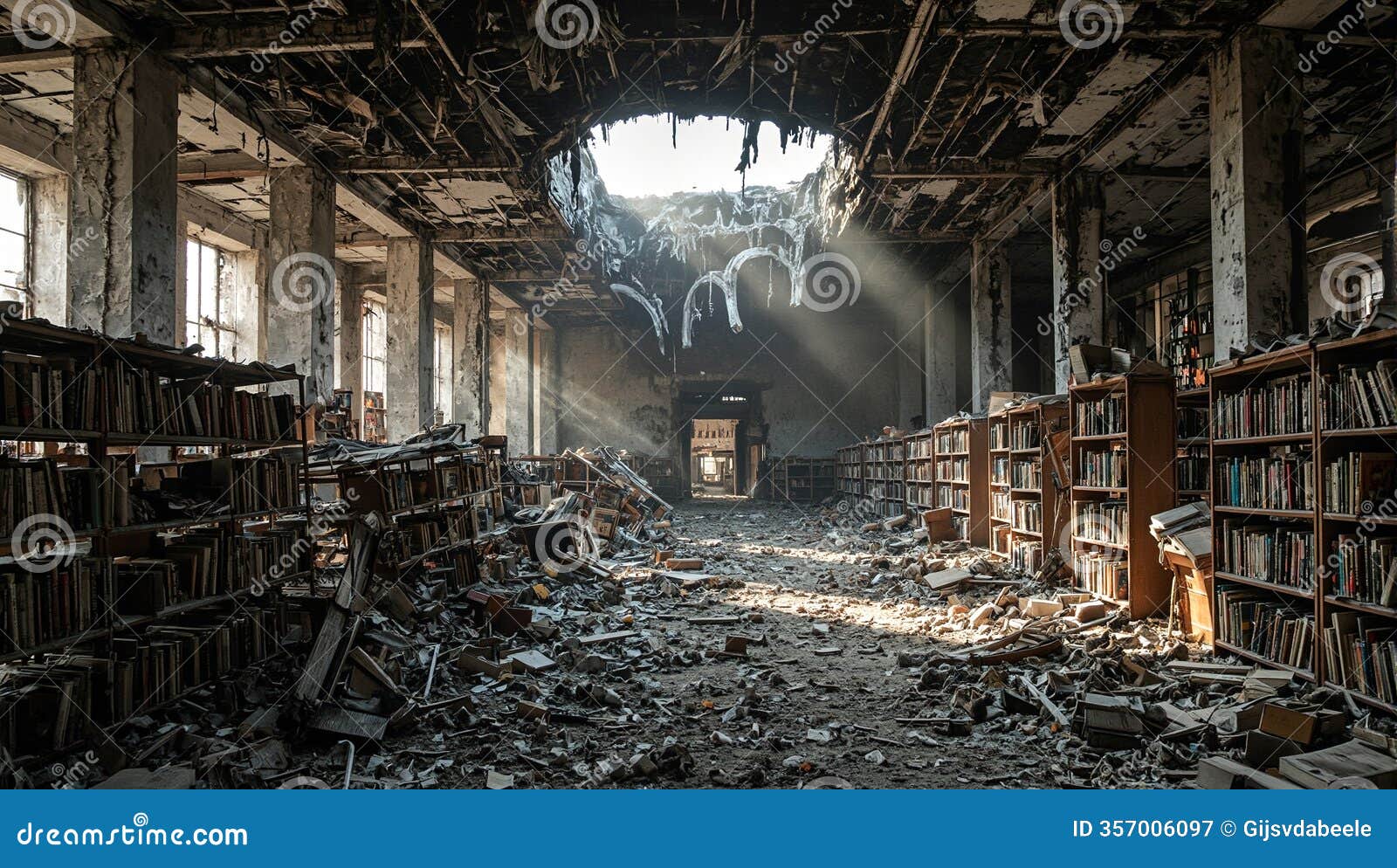 Charred Fallen Tree In Misty Forest Somber Atmosphere Stock Photo ...